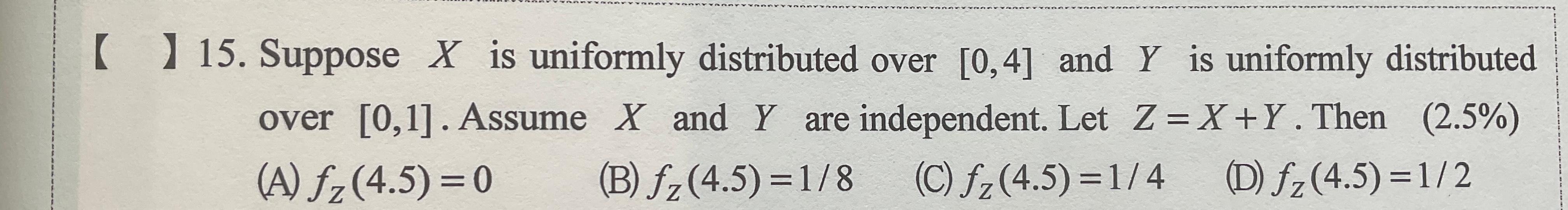 Solved I15. Suppose X is uniformly distributed over [0,4] | Chegg.com