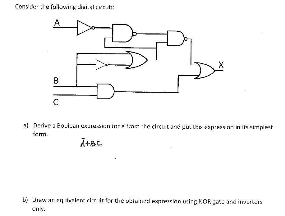 Solved Consider the following digital circuit: a) Derive a | Chegg.com