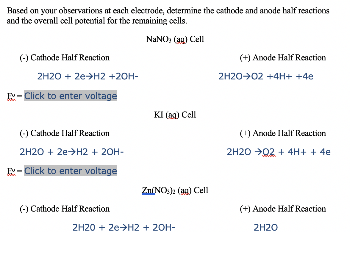 Solved Based on your observations at each electrode, | Chegg.com