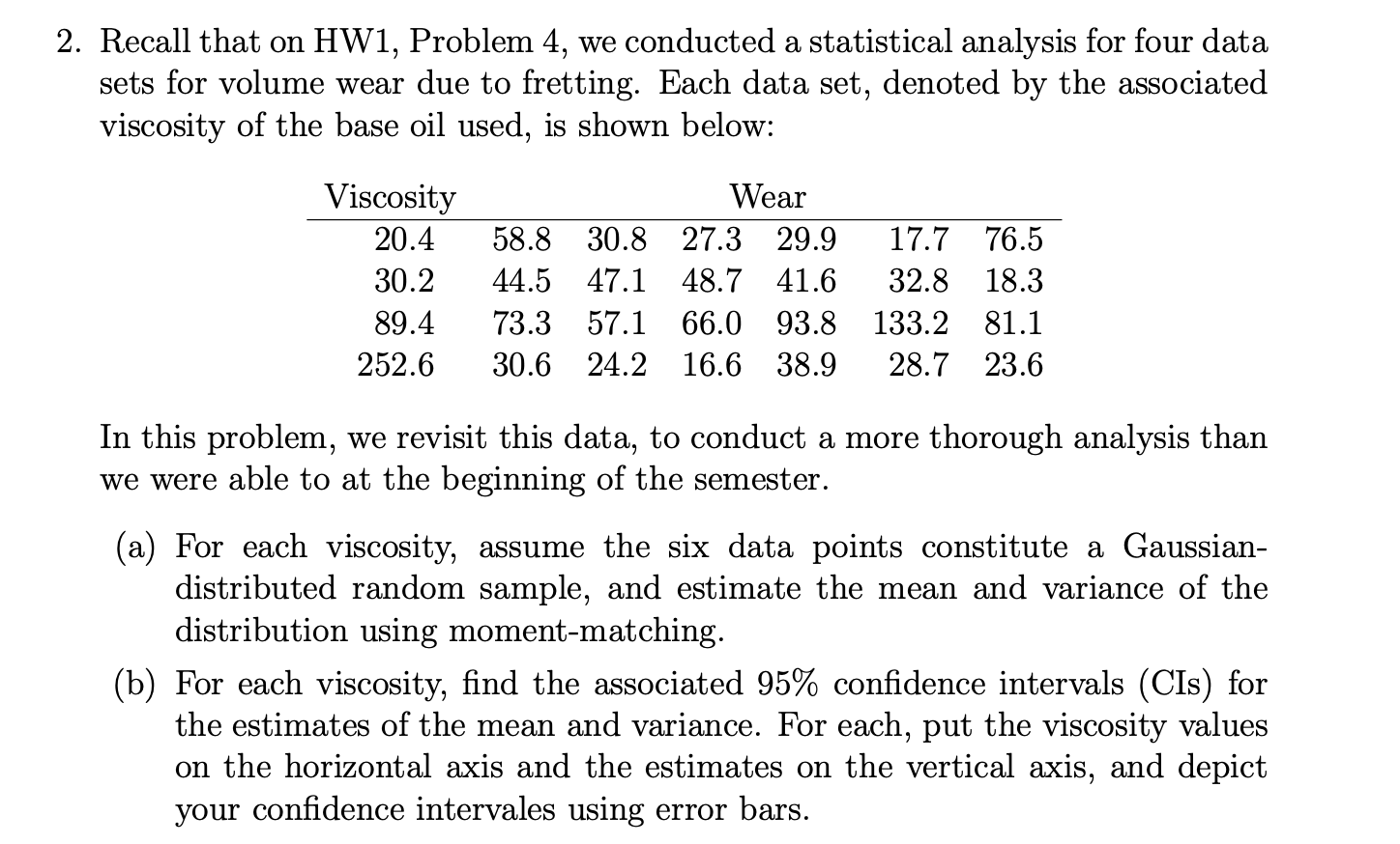 2. Recall that on HW1, Problem 4, we conducted a | Chegg.com