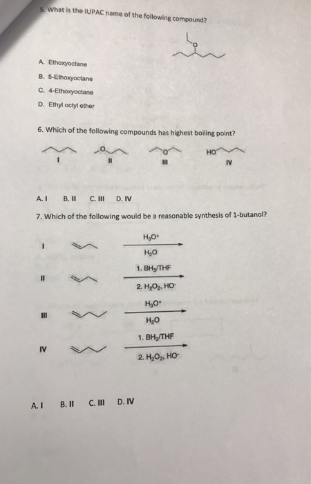 Solved What is the IUPAC name of the following compound? D. | Chegg.com