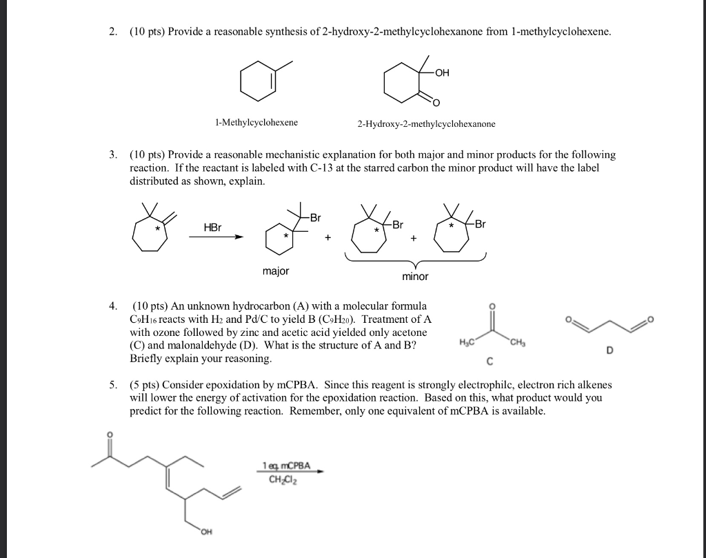 Solved 2. (10 pts) Provide a reasonable synthesis of | Chegg.com