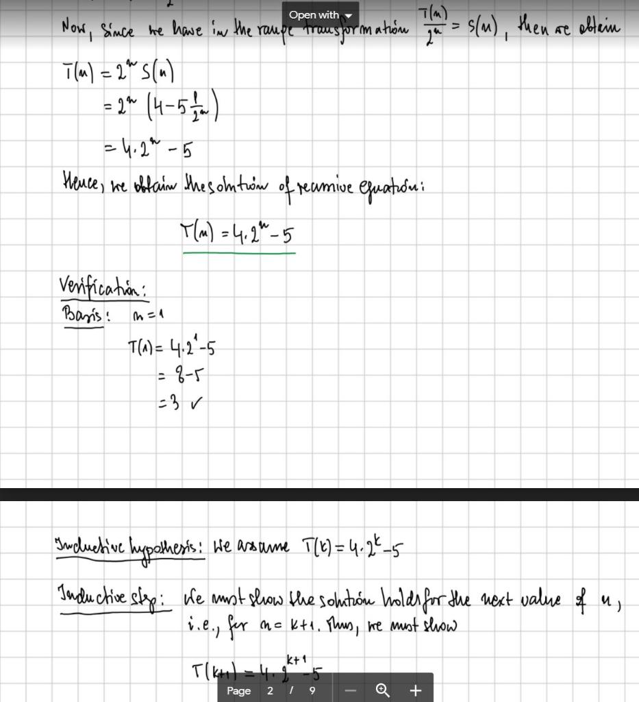How can I solve this recursive equation? Example from | Chegg.com