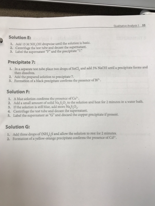 Solved EXPERIMENT 5 Qualitative Analysis 1 Unknown A | Chegg.com