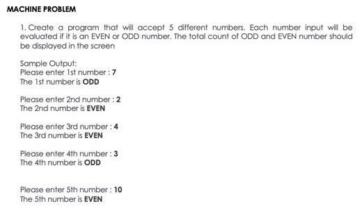 Solved MACHINE PROBLEM 1. Create a program that will accept | Chegg.com