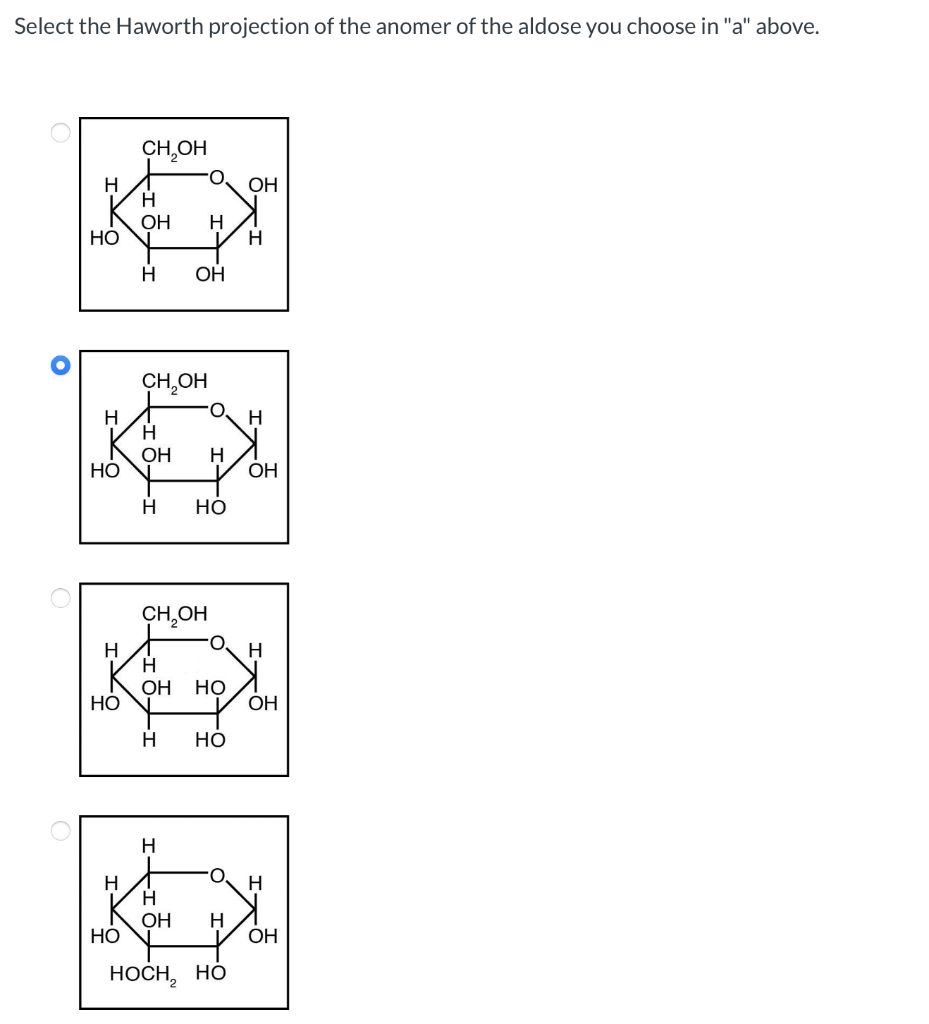Solved Select a Haworth projection of an aldohexose in the | Chegg.com