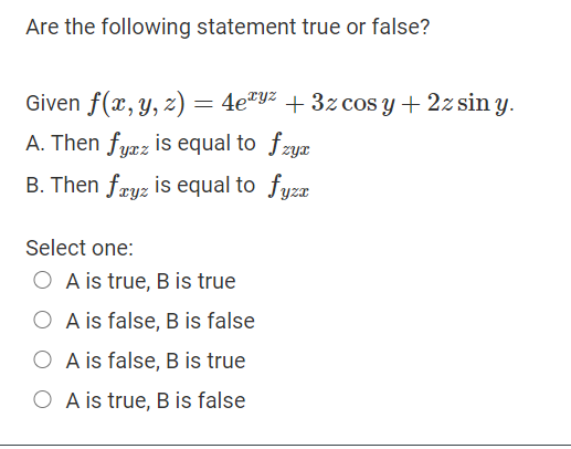 Solved Are the following statement true or false? Given f(x, | Chegg.com