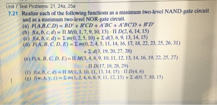 Solved Unit 7 Text Problems: 21, 24a, 25a 7.21 Realize each | Chegg.com