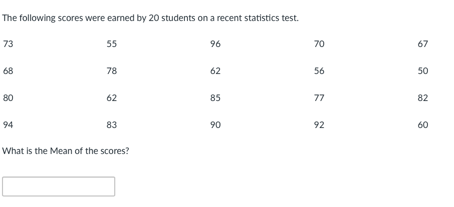 Solved The following scores were earned by 20 students on a | Chegg.com