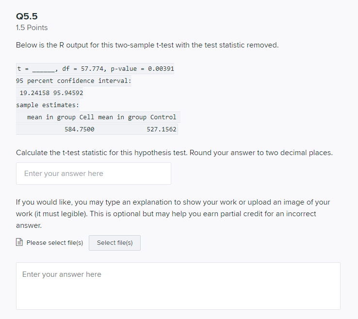 Solved Q5.5 1.5 Points Below is the R output for this | Chegg.com