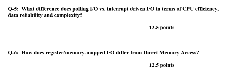 Solved Q-5: What difference does polling I/O vs. interrupt | Chegg.com