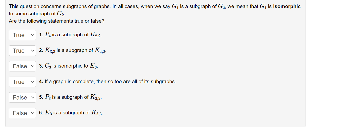 Solved This question concerns subgraphs of graphs. In all | Chegg.com