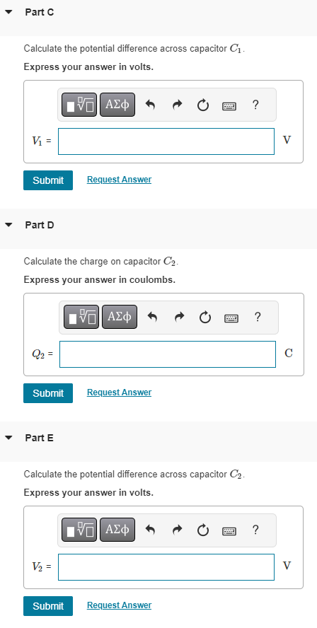 Solved In ,C1=C5=8.2μF and C2=C3=C4= What is the equivalent | Chegg.com