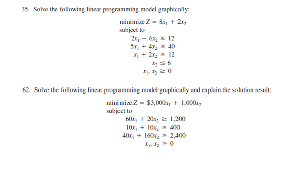 Solved 35. Solve the following linear programming model | Chegg.com
