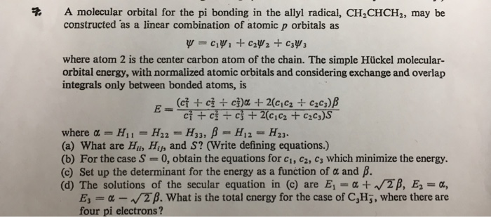 Solved A molecular orbital for the pi bonding in the allyl | Chegg.com