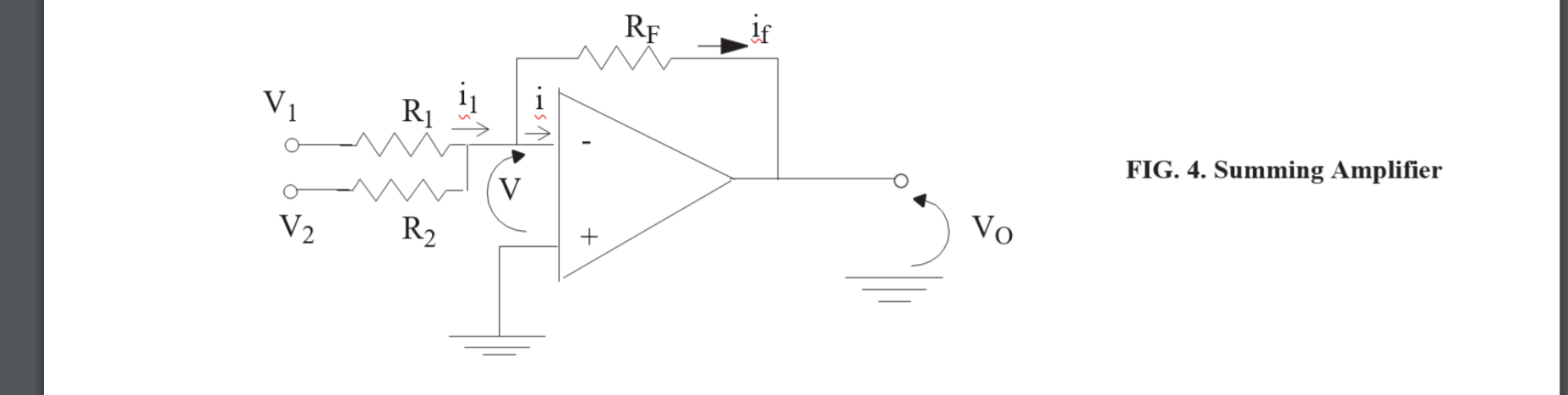 Solved For the summing amplifier circuit in Fig. 4, assume | Chegg.com