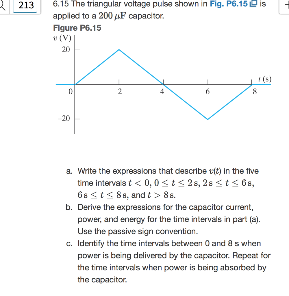 Solved 6.15 The triangular voltage pulse shown in Fig. P6.15 | Chegg.com