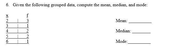 Solved 6. Given the following grouped data, compute the | Chegg.com