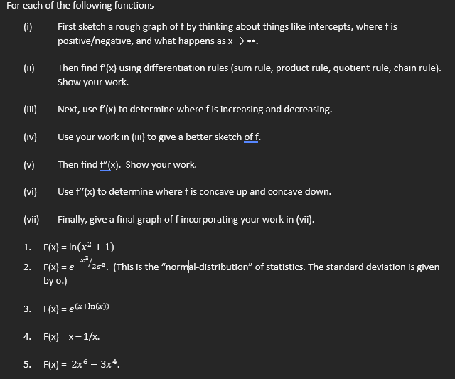 Solved For each of the following functions First sketch a | Chegg.com