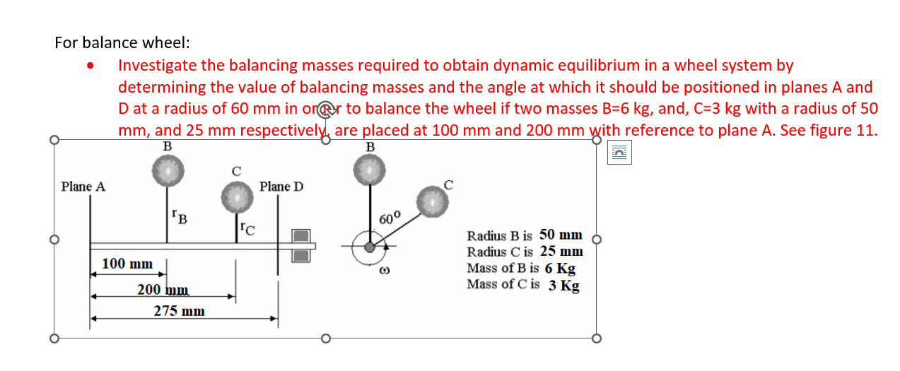Solved For balance wheel: - Investigate the balancing masses | Chegg.com