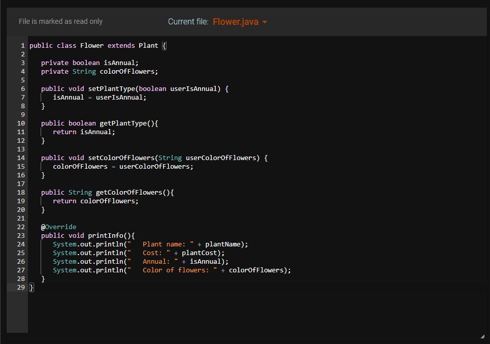 Solved Given a base Plant class and a derived Flower class, | Chegg.com