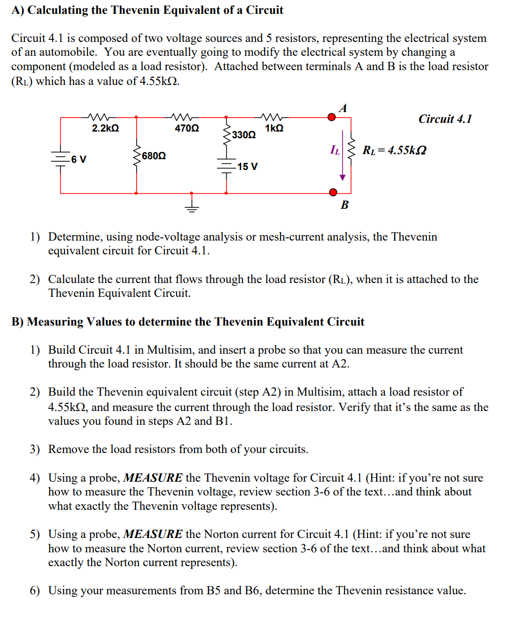 Solved A) Calculating the Thevenin Equivalent of a Circuit | Chegg.com