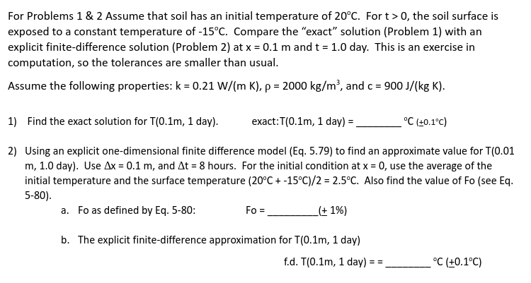 Solved Find the exact temperature,Fo value, and explicit | Chegg.com