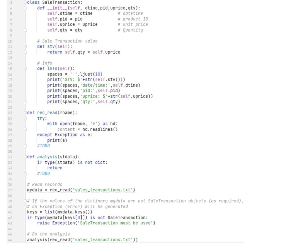 Solved The program analytics_sales.py, given below, is used | Chegg.com