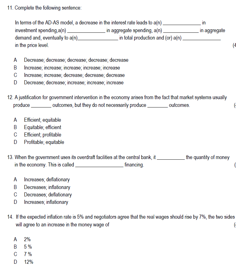 Solved 11. Complete the following sentence: in in aggregate | Chegg.com