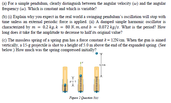 Solved (a) For a simple pendulum, clearly distinguish | Chegg.com