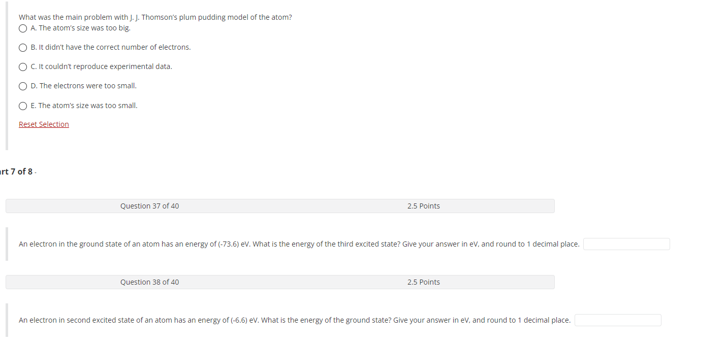 Solved What was the main problem with J. J. Thomson's plum | Chegg.com