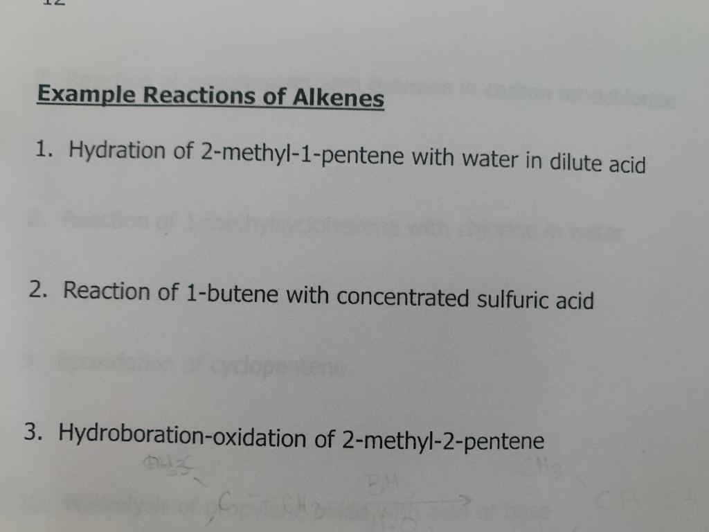 Solved Help - Reactions of Alkenes Examples 1. Hydration of | Chegg.com