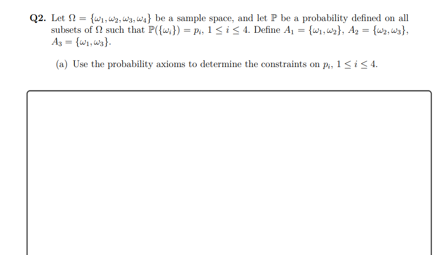Solved 22. Let Ω={ω1,ω2,ω3,ω4} be a sample space, and let P | Chegg.com