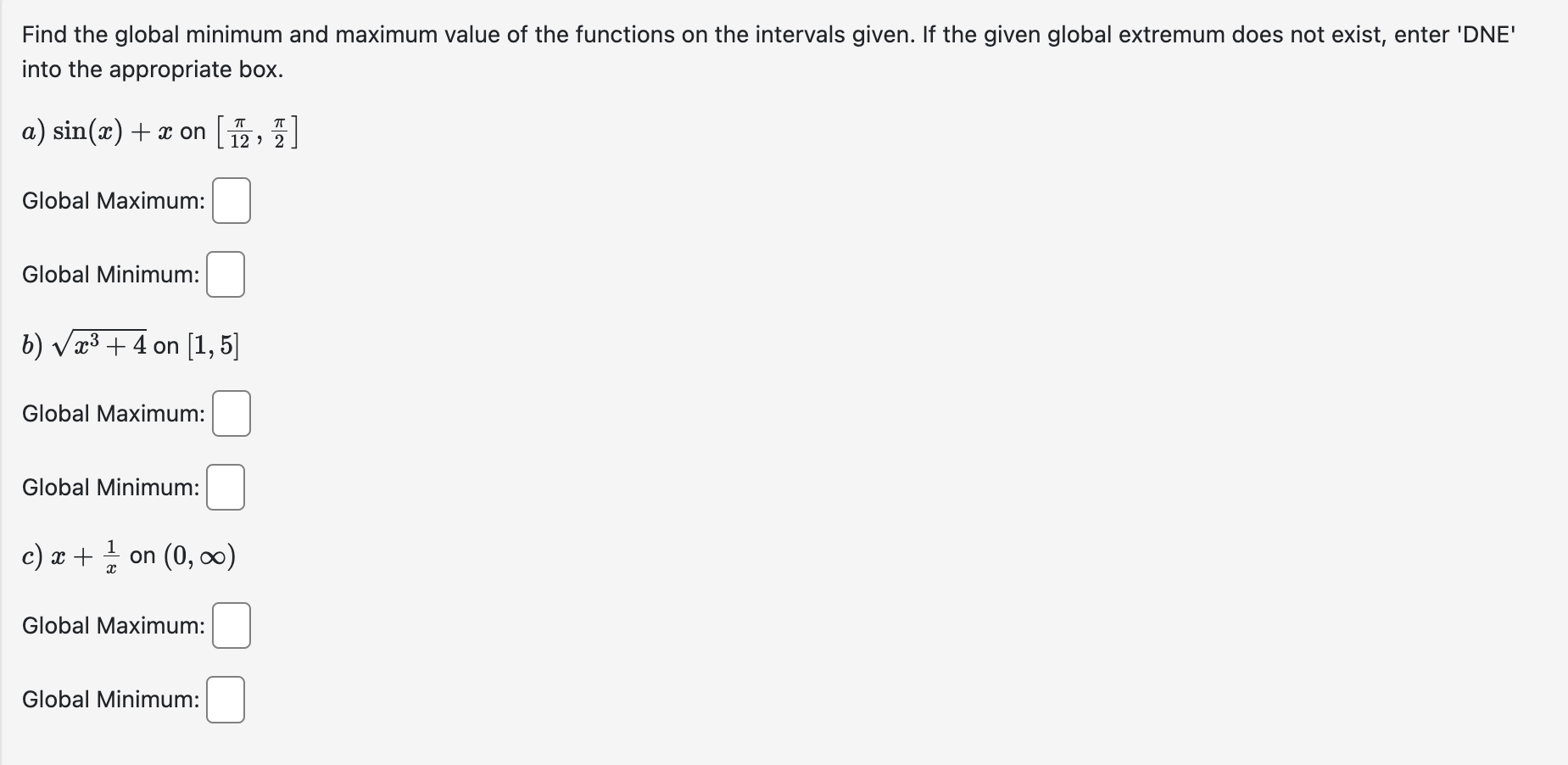 Solved Find the global minimum and maximum value of the | Chegg.com