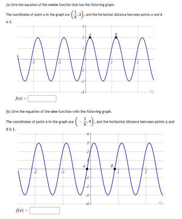 Solved (a) Give the equation of the cosine function that has | Chegg.com