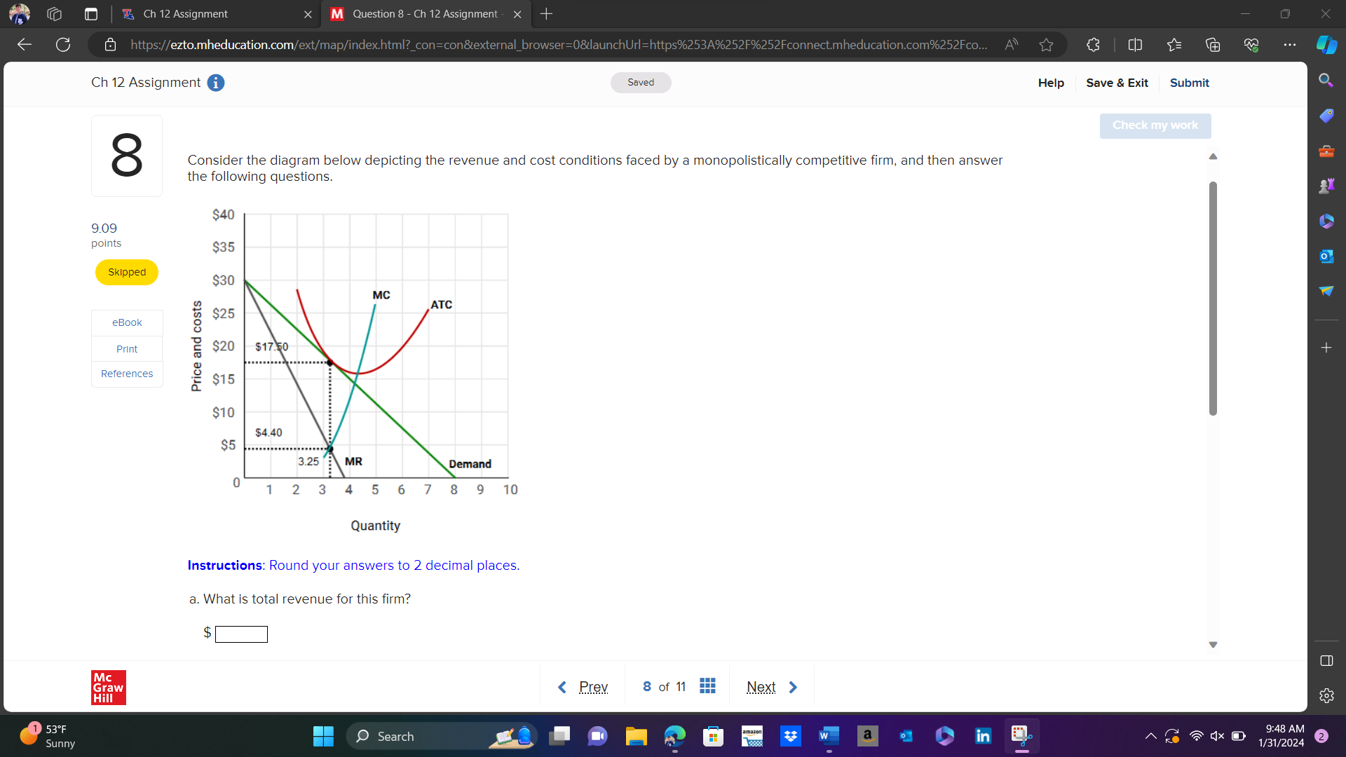 Solved Ch 12 ﻿AssignmentSavedHelpSave & ExitSubmit8Check my | Chegg.com