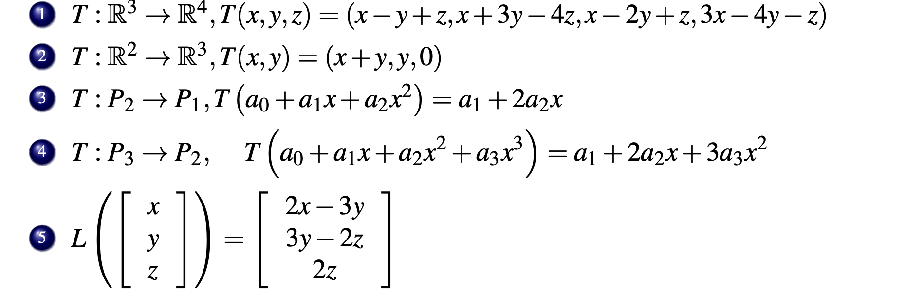 Solved Given the following transformations defined by the | Chegg.com