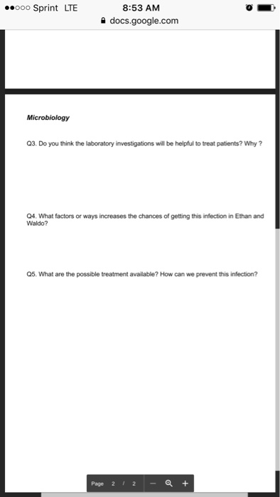 Solved Sprint LTE 8:53 AM docs.google.com Clinical Case | Chegg.com