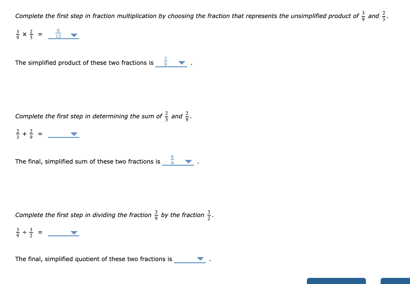 Solved Complete the first step in fraction multiplication by | Chegg.com