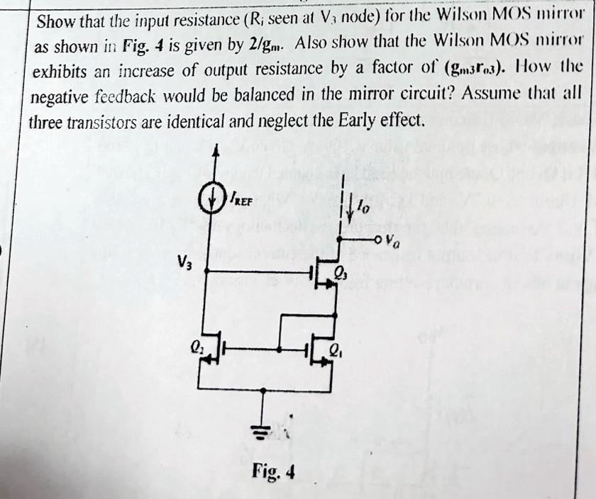 Solved Show that the input resistance ( Ri ﻿seen at V3 | Chegg.com