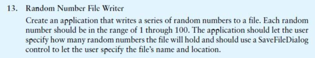 Solved Random Number File Writer Create An Application That 9287