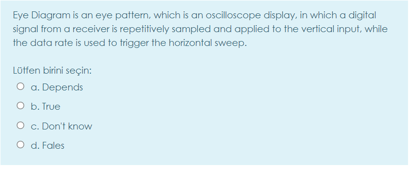 Solved Eye Diagram is an eye pattern, which is an | Chegg.com