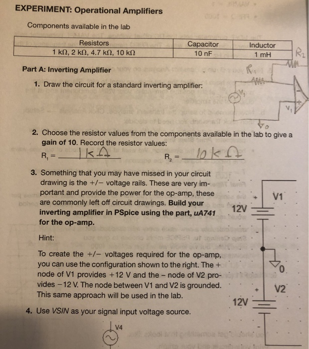 Solved EXPERIMENT: Operational Amplifiers Components | Chegg.com