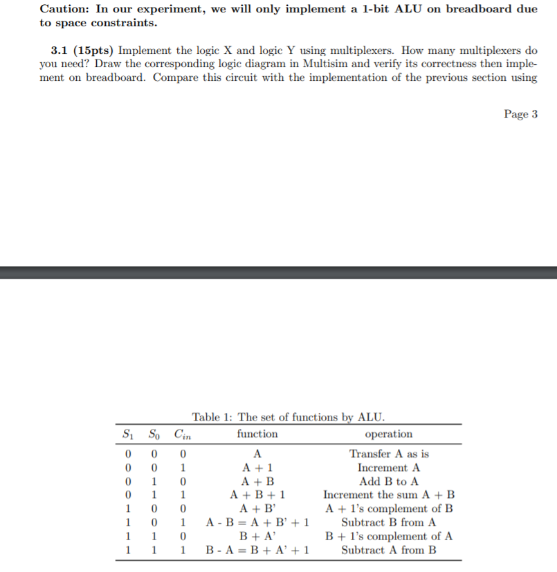 Solved Caution: In our experiment, we will only implement a | Chegg.com