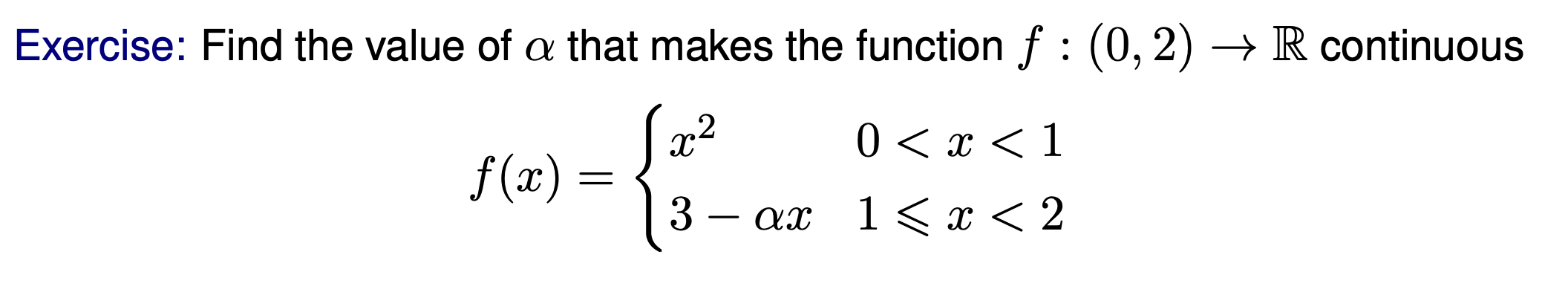 Solved Exercise: Find the value of α ﻿that makes the | Chegg.com