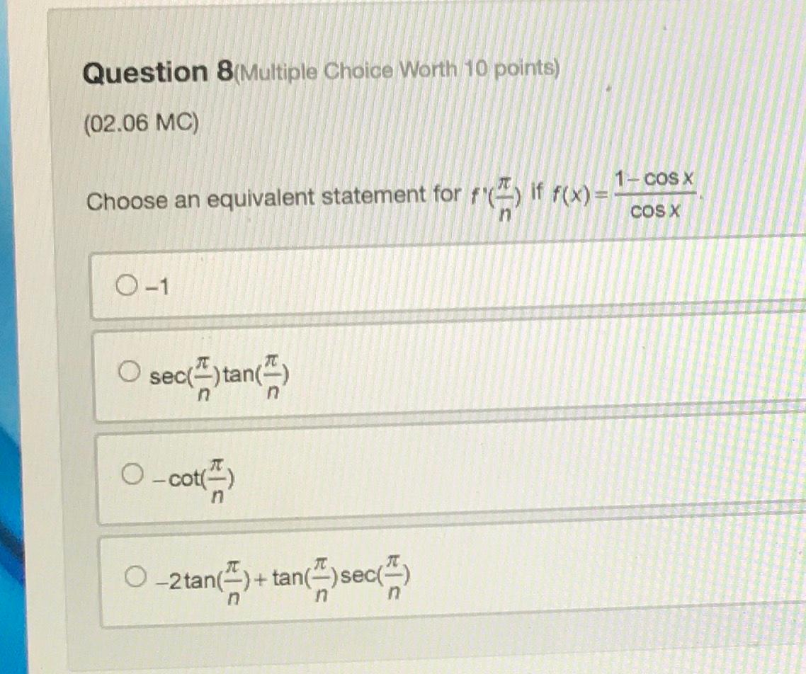 Solved Question 8(Multiple Choice Worth 10 points) (02.06 | Chegg.com
