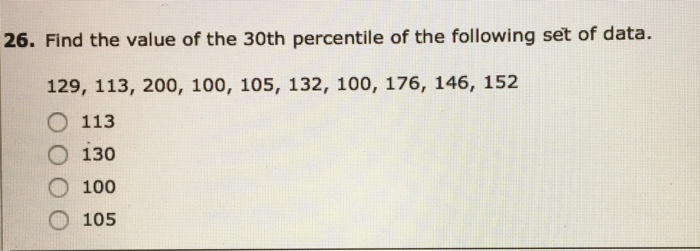 Solved 26. Find the value of the 30th percentile of the | Chegg.com