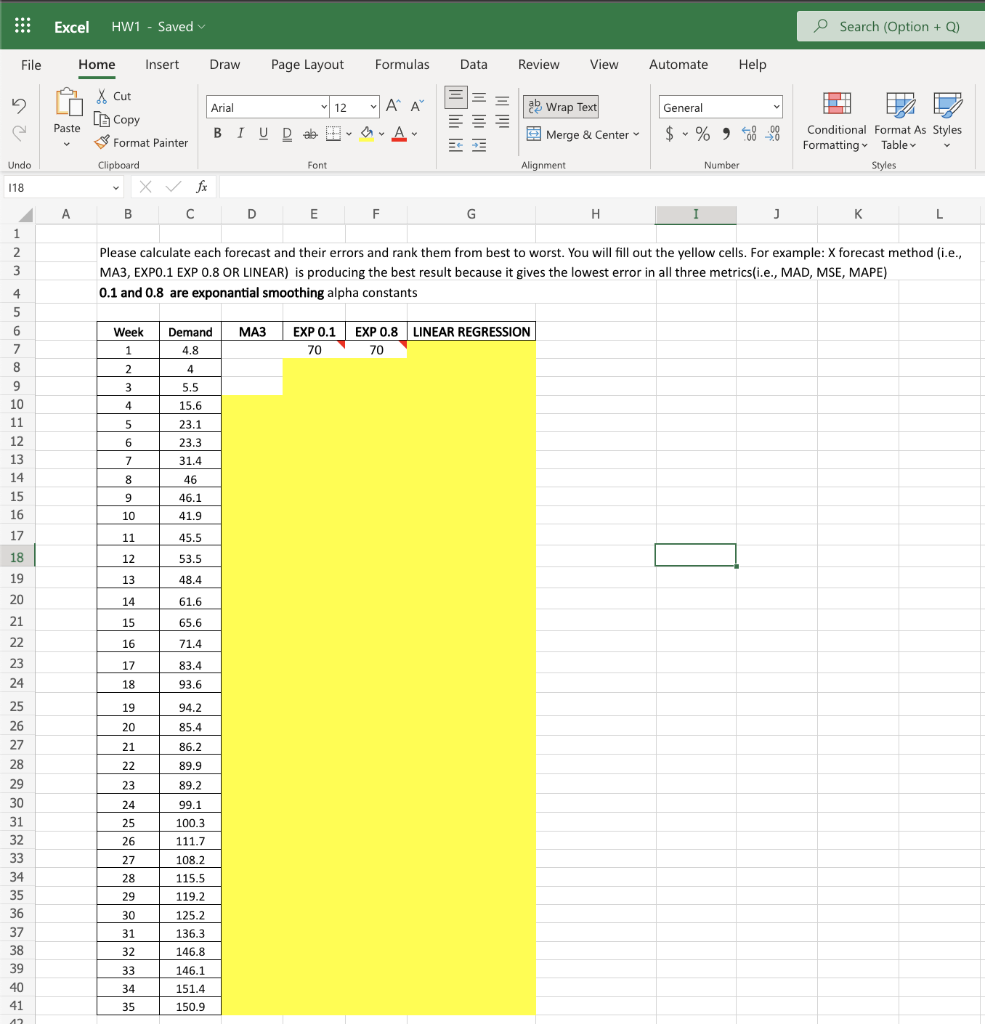 Search (Option + Q)Forecasting Write each result in | Chegg.com