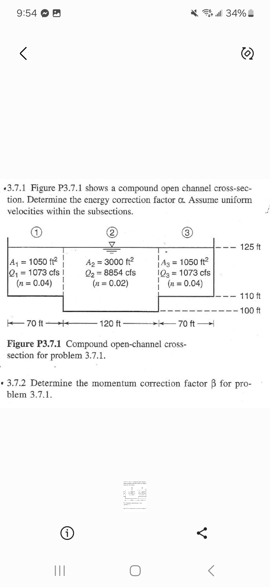 Solved -3.7.1 ﻿Figure P3.7.1 ﻿shows a compound open channel | Chegg.com