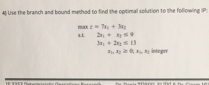 Solved 4) Use the branch and bound method to find the | Chegg.com